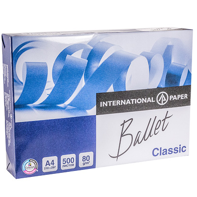 Бумага А4 500 лист/уп 80 г/м2 BALLET БЕЛАЯ INTERNATIONAL PAPER в Москве ...