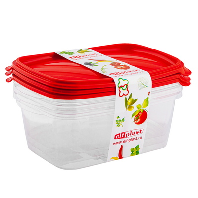 Контейнер 200х145х110 мм 1,2 л 3 шт/уп прямоугольный ПРОЗРАЧНЫЙ ПЛАСТИК "Elfplast" в Москве ...