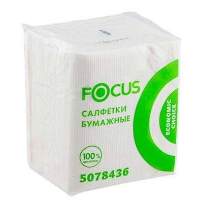 Салфетка бумажная 1-сл 24х20 см 100 шт/уп БЕЛАЯ ЦЕЛЛЮЛОЗА "FOCUS ...